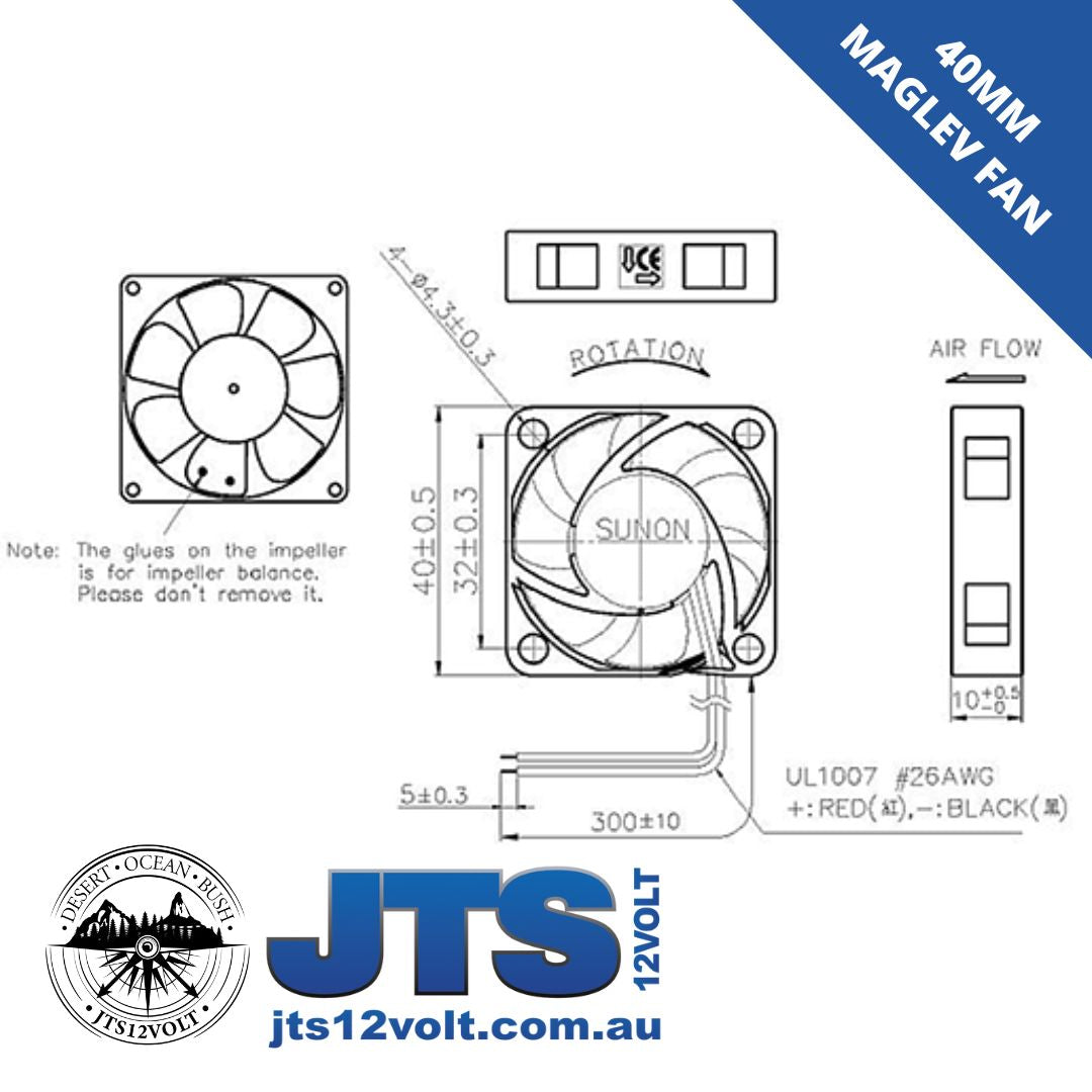 40mm MAGLEV Fan – JTS 12 Volt